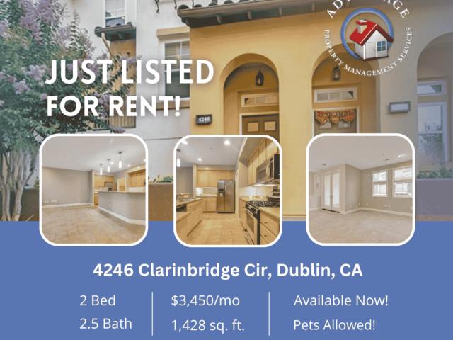 2 BR, 2.5 BA Apartment 4246 Clarinbridge Cir, Dublin, CA 94568