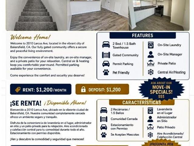 2 Br, 2 bath, Townhouse/Brownstone/RowHouse 2010 Larcus Ave