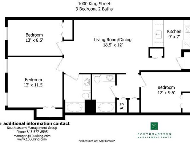 2 Br, 2 bath, Condo 1000 King St