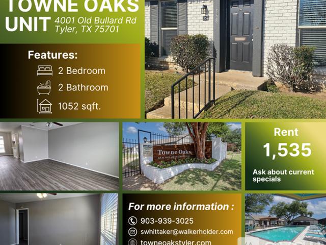 2 BR, 2 BA Apartment 4001 Old Bullard Road, Unit 418, Tyler, TX 75701