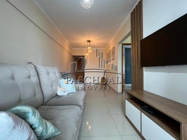 2 QUARTOS SENDO 1 SUÍTE CANTO DO FORTE PRAIA GRANDE COM VARANDA GOURMET E VISTA PARCIAL PARA O MAR