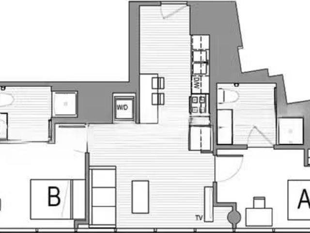 2x2 Penthouse Room in 2 Bedroom 2 Bathroom