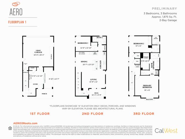 3 Bed, 3 Bath New Home plan in San Diego, CA