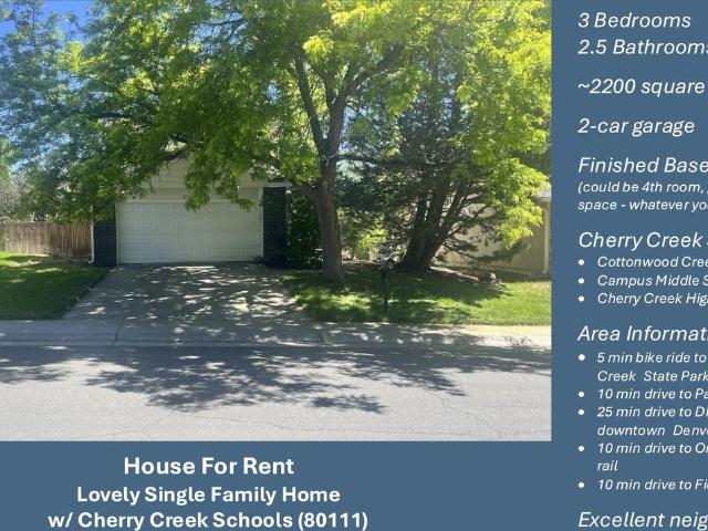 3 Bedroom Home for Rent at 5726 S Lansing Ct #NA, Cherry Creek, CO 80111 Cherry Creek Vista