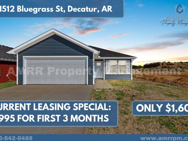 3 Bedroom Home for Rent at 1512 1512 Bluegrass St, Decatur, AR 72722