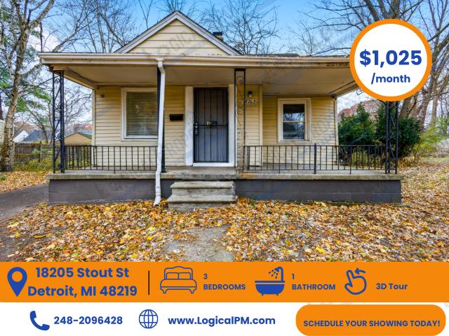 3 Bedroom Home for Rent at 18205 Stout St, Detroit, MI 48219 Evergreen