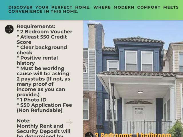 3 Bedroom Home for Rent at 2041 Stenton Ave #1, Philadelphia, PA 19138 West Oak Lane
