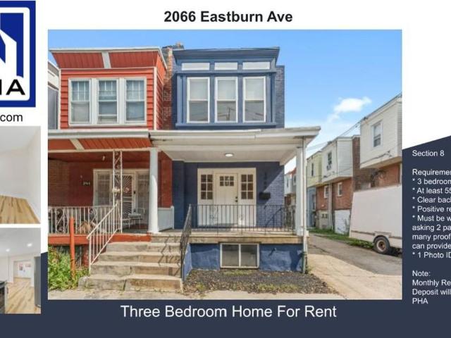 3 Bedroom Home for Rent at 2066 Eastburn Ave, Philadelphia, PA 19138 West Oak Lane
