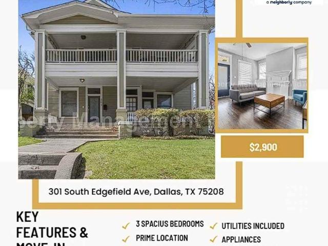 3 Bedroom Home for Rent at 301 S Edgefield Ave, Dallas, TX 75208 Winnetka Heights