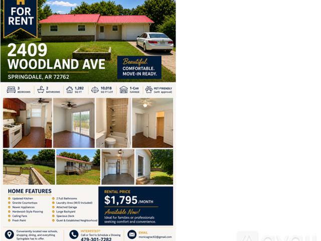 3 BR, 1.5 BA Apartment 2409 Woodland Avenue, Springdale, AR 72762