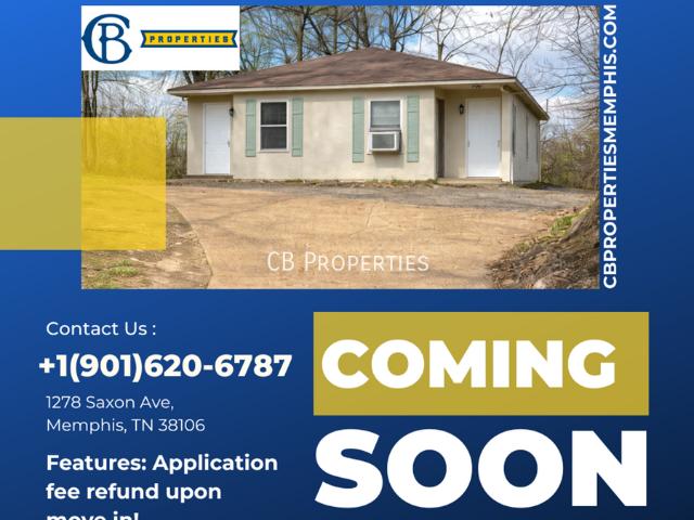 3 BR, 1 BA Apartment 1278 Saxon Ave Memphis, TN 38106