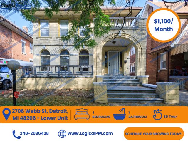 3 BR, 1 BA Apartment 2704 Webb St, Detroit, MI 48206