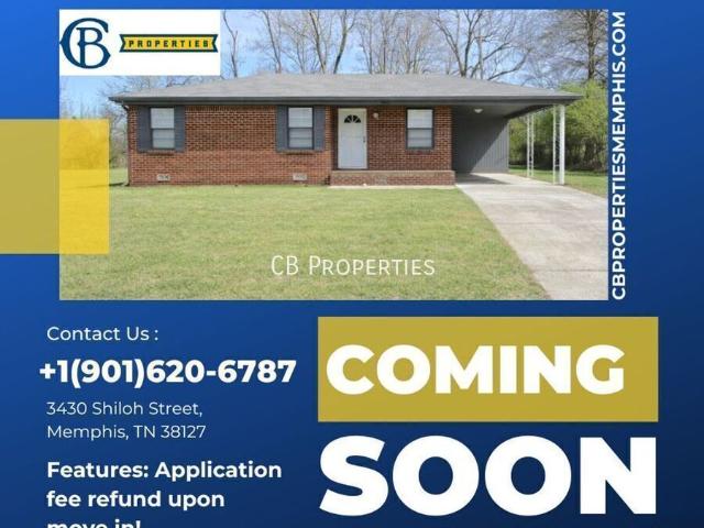 3 BR, 1 BA Apartment 3430 Shiloh St Memphis, TN 38127