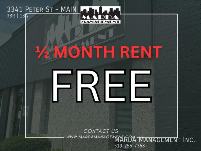 3 BR, 1 BA Apartment 3341 Peter St, Windsor, ON N9C 1J1