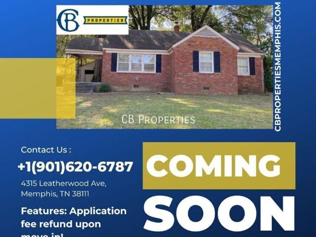 3 BR, 1 BA Apartment 4315 Leatherwood Ave, Memphis, TN 38111
