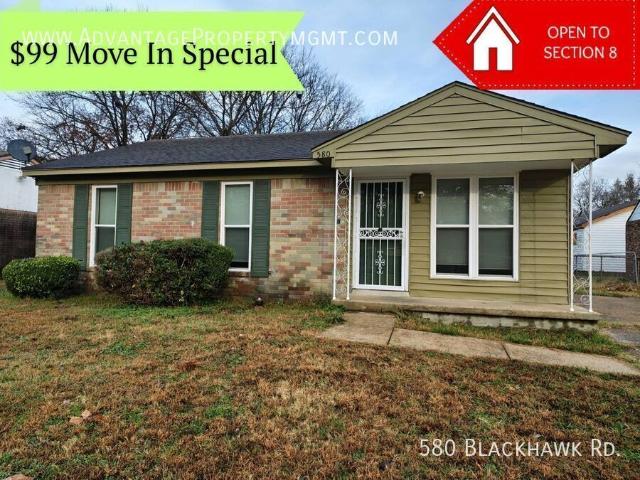 3 BR, 1 BA Apartment 580 Blackhawk Rd Memphis, TN 38109