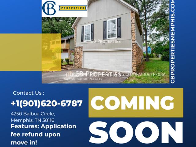 3 BR, 2.5 BA Apartment 4250 Balboa Cir, Memphis, TN 38116