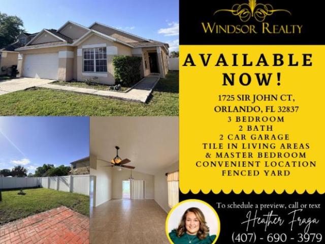 3 Br, 2 bath, Single Family 1725 Sir John Ct