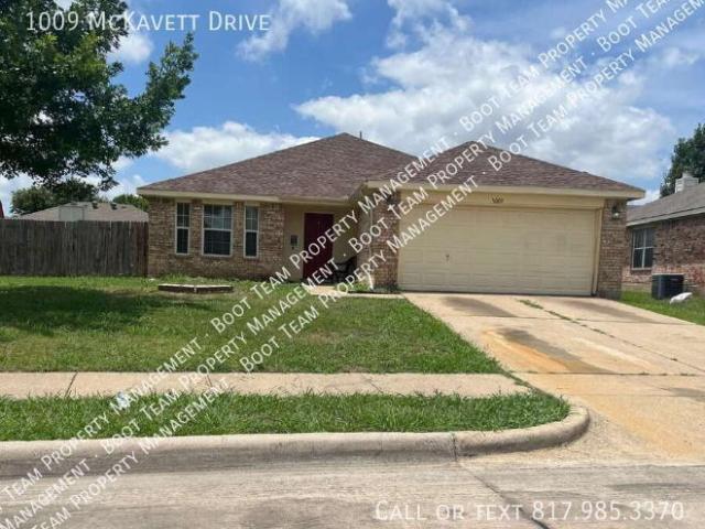 3 Br, 2 bath, Single Family 1009 Mckavett Drive