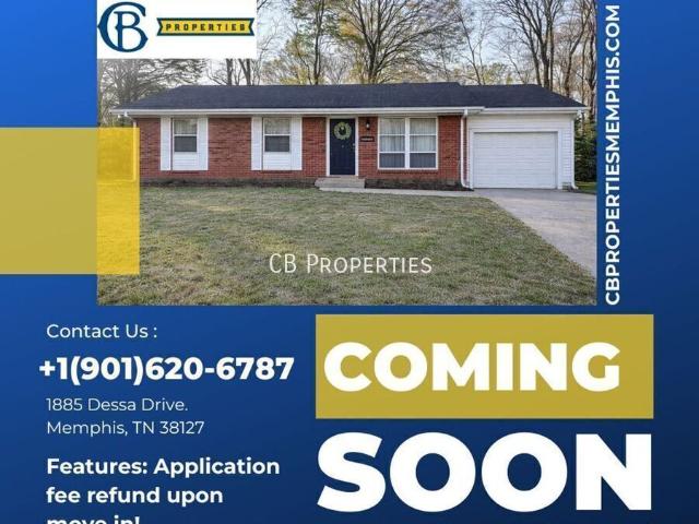 3 BR, 2 BA Apartment 1885 Dessa Drive, Memphis, TN 38127