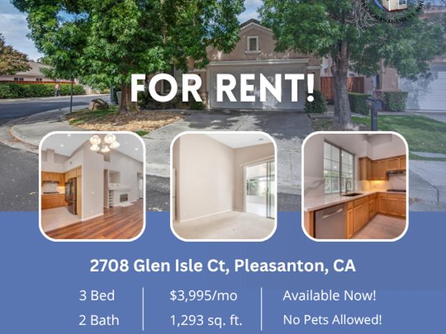 3 BR, 2 BA Apartment 2708 Glen Isle Court, Pleasanton, CA 94588