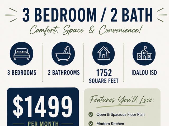 3 BR, 2 BA Apartment 214 E. 6th St Idalou, TX 79329