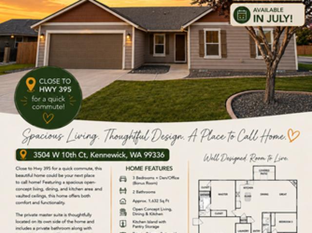 3 BR, 2 BA Apartment 3504 West 10th Court, Kennewick, WA 99338