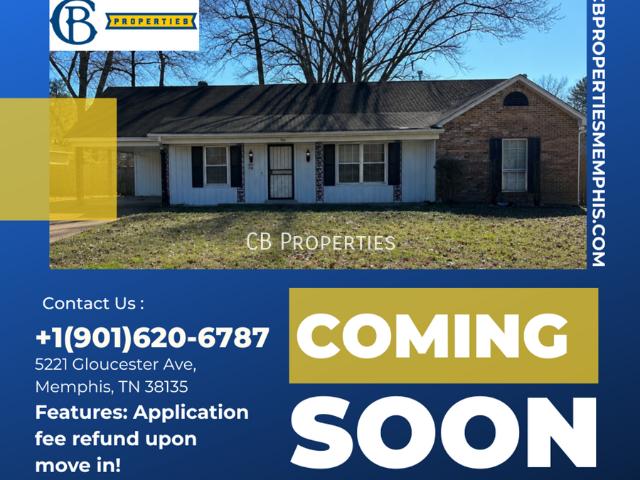 3 BR, 2 BA Apartment 5221 Gloucester Ave, Memphis, TN 38135