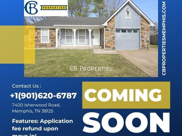 3 BR, 2 BA Apartment 7400 Isherwood Rd Memphis, TN 38125