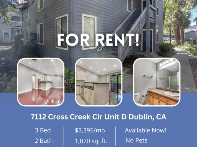 3 BR, 2 BA Apartment 7112 Cross Creek Cir, Dublin, CA 94568