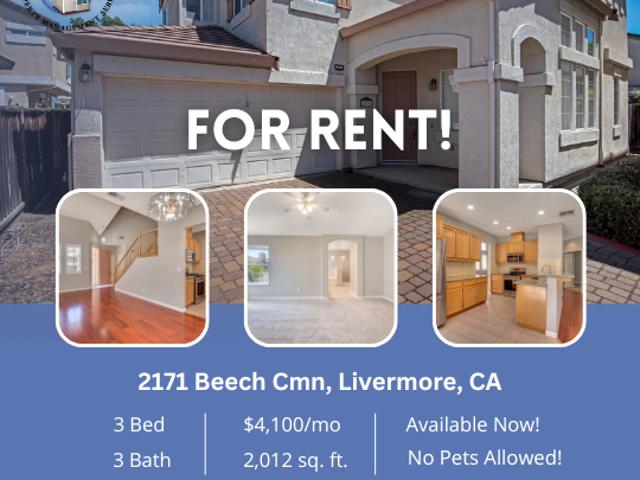 3 BR, 3 BA Apartment 2171 Beech Cmn, Livermore, CA 94551