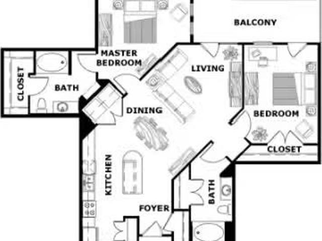 Terraces at Paseo Colorado Two Bedroom Two Bathroom