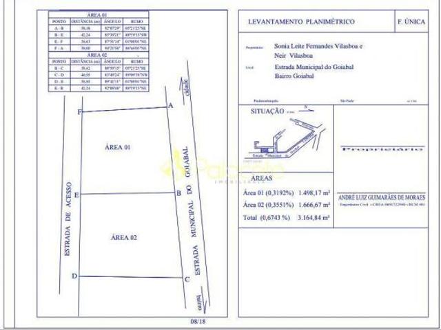 Terreno à venda 1200M², Goiabal, Pindamonhangaba SP