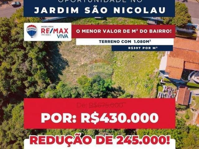 Terreno à venda, 1.080 m² por R$ 430.000 Jd. São Nicolau Atibaia/SP