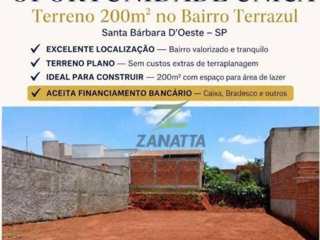 Terreno à venda, 200 m² por R$ 200.000 Terra Azul Santa Bárbara D&apos Oeste/SP