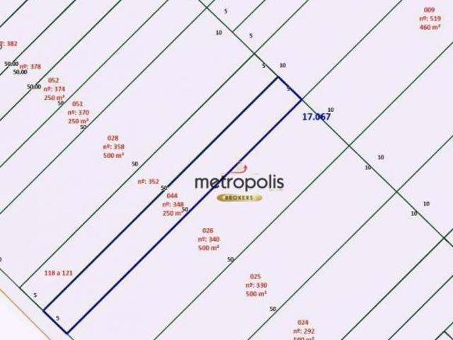 Terreno à venda, 250 m² por R$ 530.000,00 Vila Valparaíso Santo André/SP