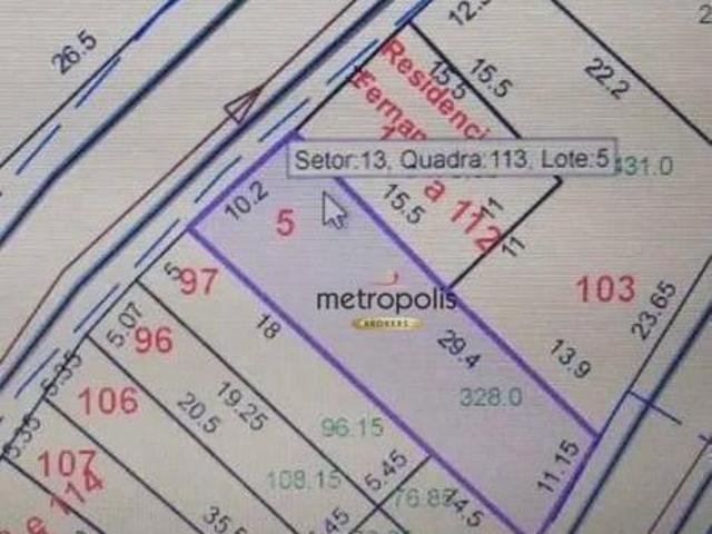 Terreno à venda, 328 m² por R$ 491.000,00 Vila Helena Santo André/SP