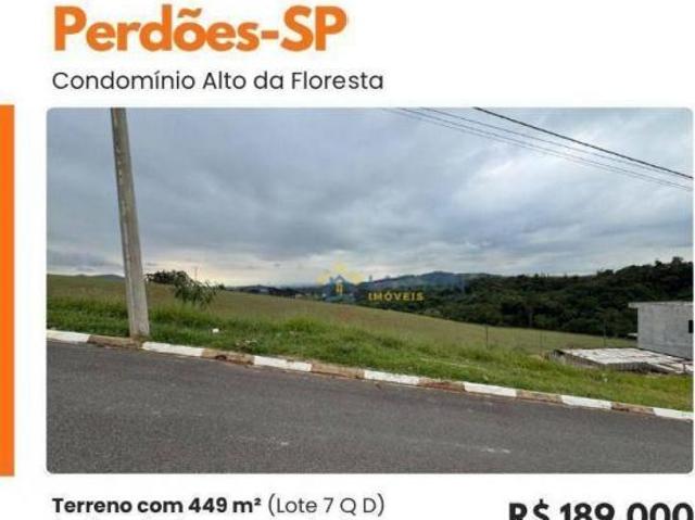 Terreno à venda, 449 m² por R$ 189.000 Alto da Floresta Residencial Bom Jesus dos Perdões/SP