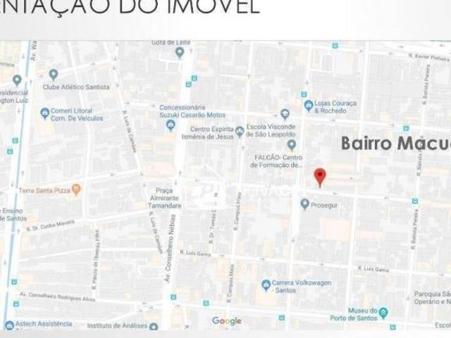 Terreno à venda, 450 m² por R$ 1.100.000,00 Macuco Santos/SP