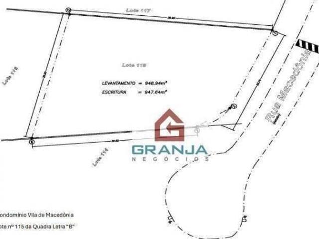 Terreno à venda, 947 m² por R$ 960.000,00 Granja Viana Cotia/SP