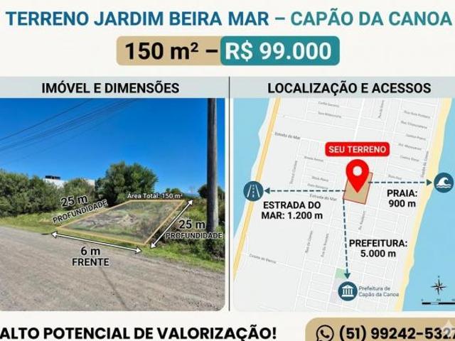 TERRENO CAPÃO DA CANOA JARDIM BEIRA MAR