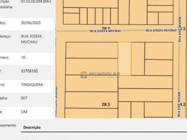 Terreno com 360 m² por R$ 400.000 Tindiquera Araucária/PR
