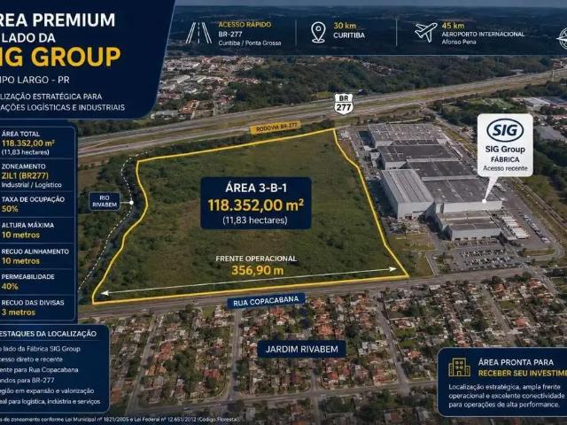 Terreno comercial para Venda em Campo Largo/PR Jardim Rivabem