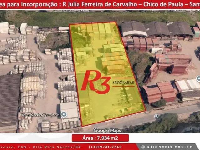 Terreno comercial para Venda em Santos/SP Chico de Paula