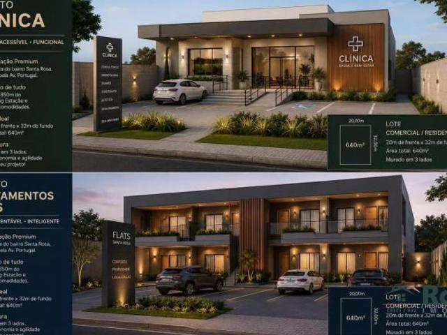 Terreno Comercial/Residencial à venda, plano e na parte alta no Santa Rosa