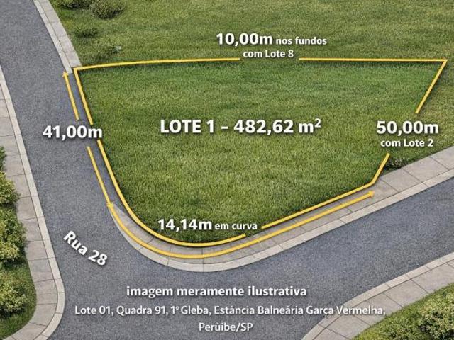Terreno de 482,62 m² Estância Balneária Garça Vermelha, Peruíbe/SP