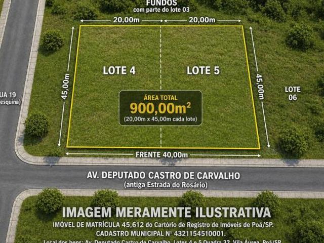 Terreno de 900,00 m² Vila Áurea, Poá/SP