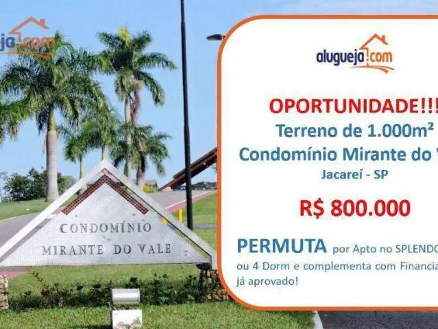 Terreno em Condomínio para Venda em Jacareí/SP Parque Mirante do Vale