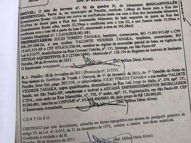 Terreno em Condomínio para Venda em Peruíbe/SP Bougainvillee II