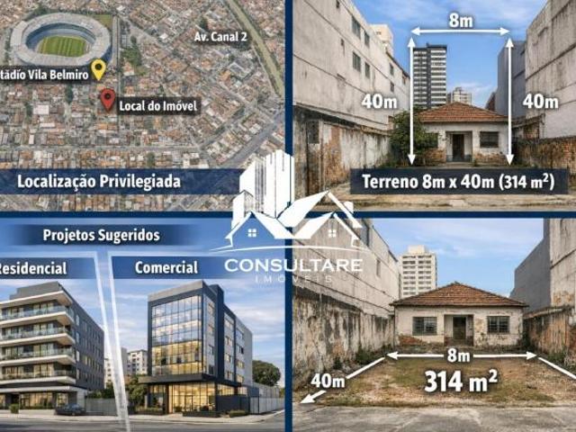 Terreno em Vila Belmiro, Santos/SP de 314m² à venda por R$ 899.950,00